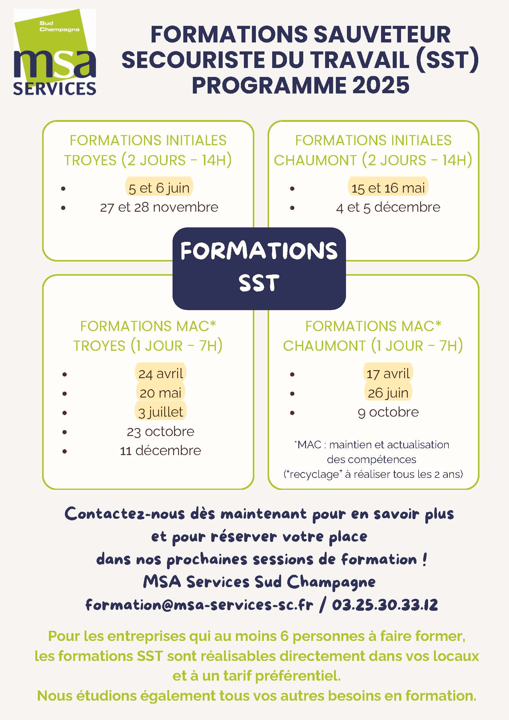 MSA - Sauveteur secouriste au travail - MSA Sud Champagne